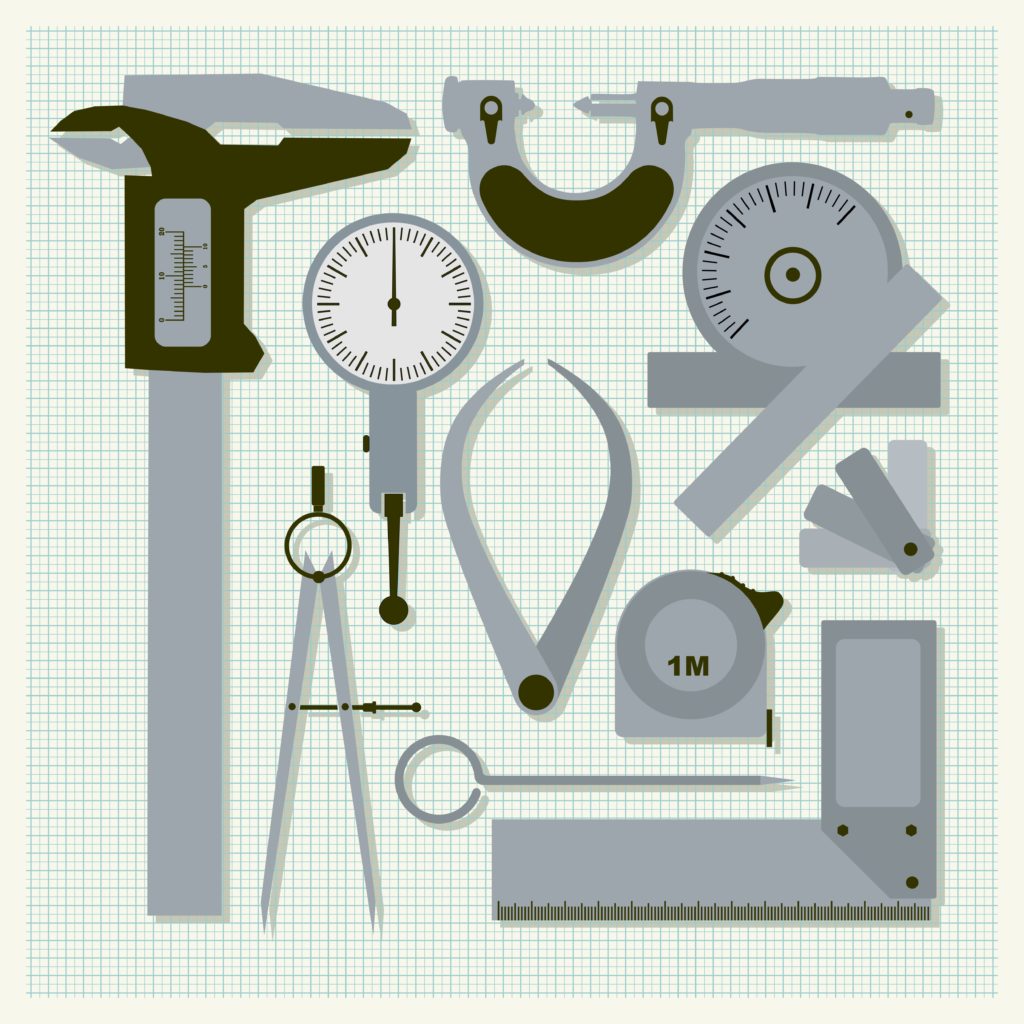 Measuring instruments on graph paper, conceptual vector set | VIacoustics