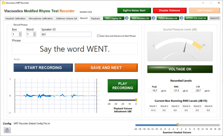 Modified Rhyme Test (MRT) Recorder | VIacoustics